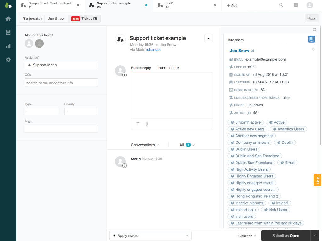 Intercom App Integration with Zendesk Support